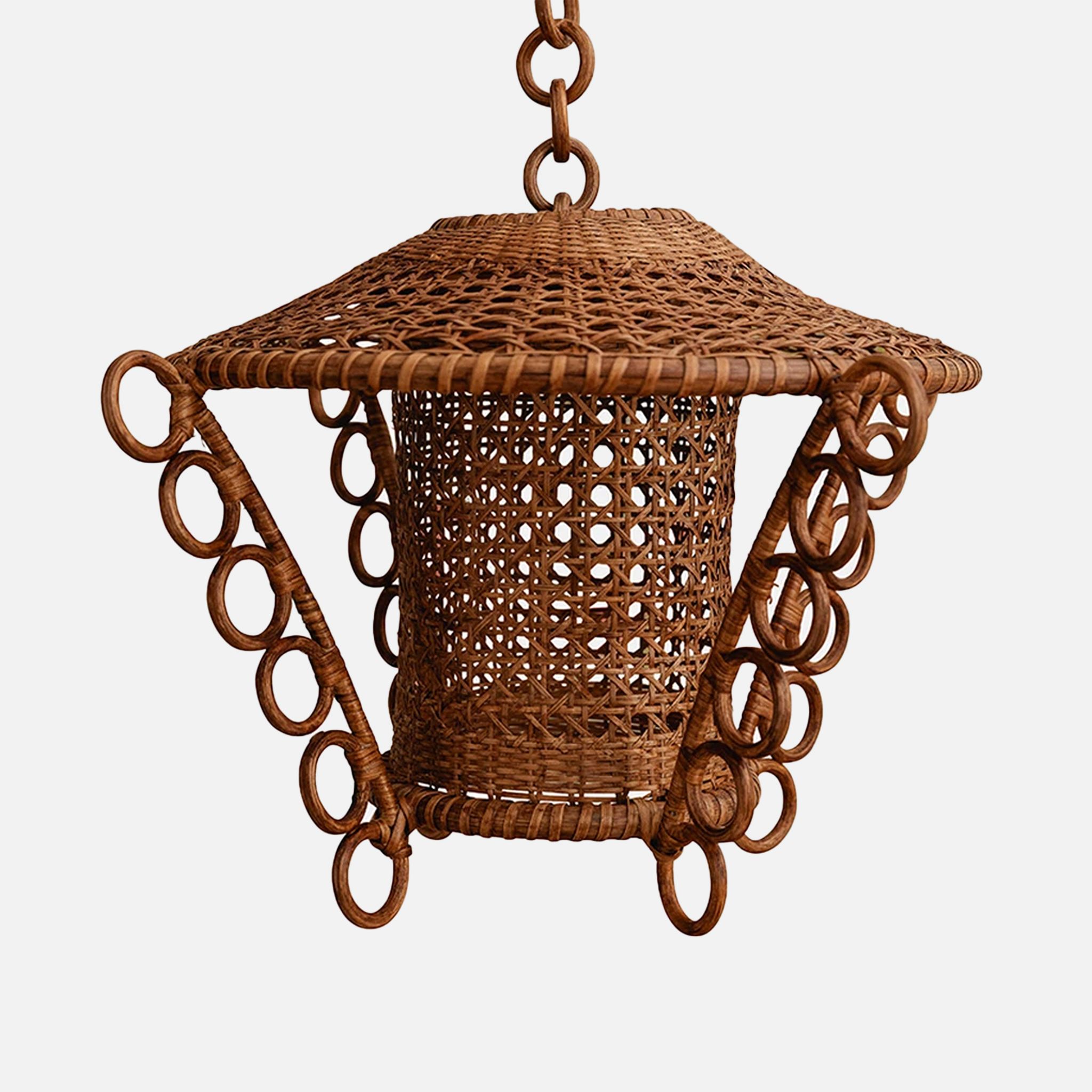 The Expert - Retro Rattan Lantern - Teak