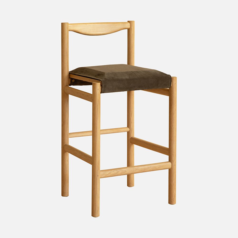 The Expert - Upholstered Range Stool - White Oak, Tan, Counter Height
